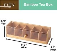 China 100 Tea Packet Capacity Wooden Tea Box Natural Wooden Bamboo 5 Compartment Organizer for sale