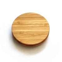 China Customized Round Shape Bamboo Wood Lid for Glass Candle Holder Jar Jars and Silicone Ring for sale