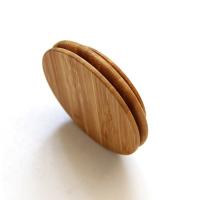 China Customized Round Shape Bamboo Wood Lid for Glass Candle Holder Jar Jars and Silicone Ring for sale