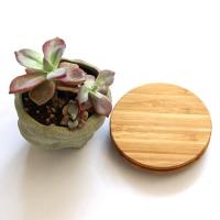 China Customized Round Shape Bamboo Wood Lid for Glass Candle Holder Jar Jars and Silicone Ring for sale