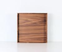 China Customized Logo Walnut Wood Tray Home Decor Serving Tray with Handles for sale