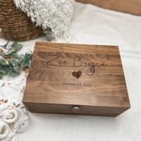 China Wooden Baby Memory Keepsake Box Handmade Walnut Personalized Gift for Baby's Memories for sale