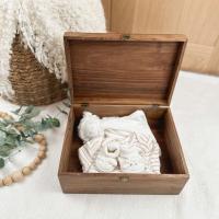China Wooden Baby Memory Keepsake Box Handmade Walnut Personalized Gift for Baby's Memories for sale