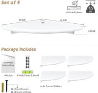 China Custom Living Room Decor Set of 4 Corner Round White Floating Book Shelves for Wall for sale