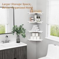 China Custom Living Room Decor Set of 4 Corner Round White Floating Book Shelves for Wall for sale