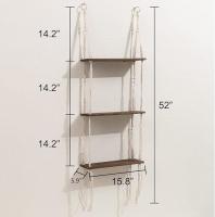 China Home Furniture 3 Tier Macrame Wall Hanging Shelf with Wooden Floating Storage Shelves for sale