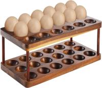 China Kitchen Organization Home Appliance Double Layer Wooden Egg Tray with Customized Logo for sale