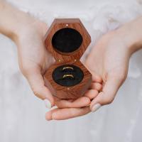 China Solid Wood Custom 2 Slots Gift Packaging With Logo Wooden Ring Box for Engagement Ring for sale