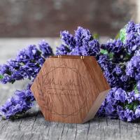 China Solid Wood Custom 2 Slots Gift Packaging With Logo Wooden Ring Box for Engagement Ring for sale
