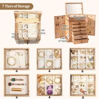 China Large 7-Layer Wooden Jewelry Box With Mirror For Earrings Bracelet Necklace Watch Ring for sale