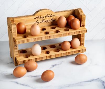 China Eco-Friendly Bamboo Rustic Wooden Egg Holder for Fridge Burning or Custom Request for sale