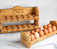 China Eco-Friendly Bamboo Rustic Wooden Egg Holder for Fridge Burning or Custom Request for sale