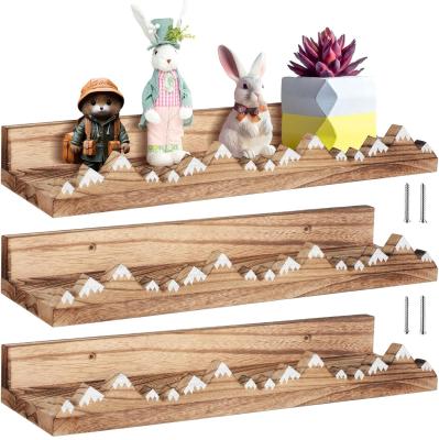 China Customized Logo Wall Mounted Rustic 3 Pcs Snow Mountain Floating Shelves for Nursery for sale