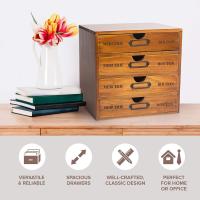 China Organize Your Office Supplies in Style with a Rustic Wooden Storage Box and 4 Drawers for sale