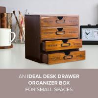 China Organize Your Office Supplies in Style with a Rustic Wooden Storage Box and 4 Drawers for sale