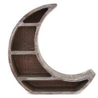 China Home Furniture Wall Mounted Moon Wooden Floating Shelves for Living Room Bedroom Decor for sale