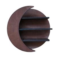 China Home Furniture Wall Mounted Moon Wooden Floating Shelves for Living Room Bedroom Decor for sale