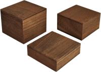 China 3 Different Height Stands Wooden Display Risers Set Custom Logo Varnishing Printing Handling for sale