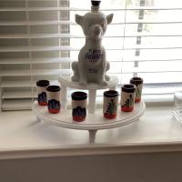 China Half Moon Dessert Display Stand 2-Tier Wooden Display Risers for Display Collections for sale