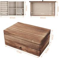 China Custom Oem Logo Rustic Wooden Jewelry Box With Mirror Ring Tray Large Size Craft Gift for sale