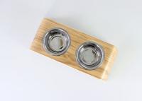 China 202407 Pet Gift Personalized Wooden Raised Food Stand with Two Stainless Steel Bowls for sale