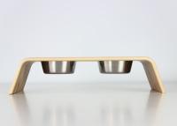 China 202407 Pet Gift Personalized Wooden Raised Food Stand with Two Stainless Steel Bowls for sale