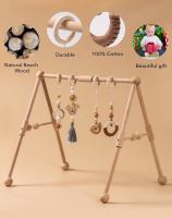 China 2407Frame Activity Gym Hanging Bar Infant Toys Wooden Baby Gym with 4 Toys in Your Color for sale