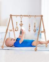 China 2407Frame Activity Gym Hanging Bar Infant Toys Wooden Baby Gym with 4 Toys in Your Color for sale