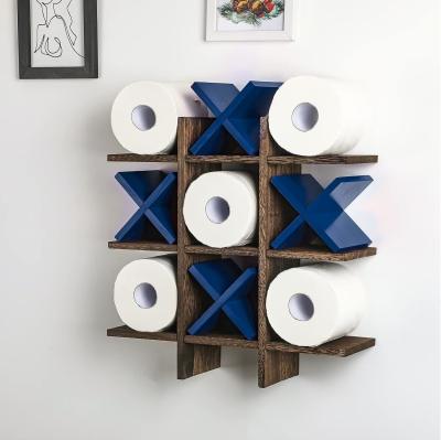 China Wooden Bath Roll Holder Behind Doors/On Walls Customized Logo Toilet Paper Holder Stand for sale