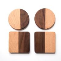 China Round Coffee Cup Mat Decoration 10X0.9cm Acacia Wood Coasters with Advanced Printing for sale