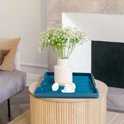China Injection Wooden Serving Tray Plain Color or Customized Large Ottoman Tray with 4 Coasters for sale