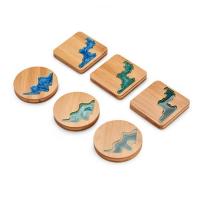 China Round Coffee Cup Mat Decoration 10X0.9cm Acacia Wood Coasters with Advanced Printing for sale
