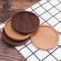 China Round Coffee Cup Mat Decoration 10X0.9cm Acacia Wood Coasters with Advanced Printing for sale