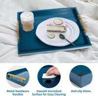 China Injection Wooden Serving Tray Plain Color or Customized Large Ottoman Tray with 4 Coasters for sale