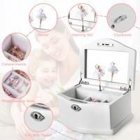 China Medium White Wooden Ballerina Jewelry Box With Mirror For Personalized Organization for sale