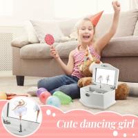 China Medium White Wooden Ballerina Jewelry Box With Mirror For Personalized Organization for sale