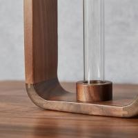 China 202405 Transparent Glass Vase Plant Holder with Walnut Wood Frame A Stunning Decor Piece for sale