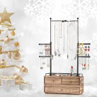 China Plain Wooden Box Custom 6 Tier Jewelry Tree Stand with 2 Layer Jewelry Drawer Storage for sale