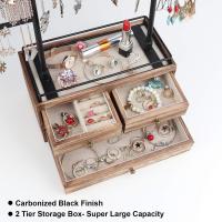 China Plain Wooden Box Custom 6 Tier Jewelry Tree Stand with 2 Layer Jewelry Drawer Storage for sale