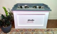 China Small Pets Animals Feeding Station Age Pet 2 Bowl Raised Elevated Dog Feeder with Drawer for sale