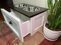 China Small Pets Animals Feeding Station Age Pet 2 Bowl Raised Elevated Dog Feeder with Drawer for sale
