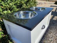 China Small Pets Animals Feeding Station Age Pet 2 Bowl Raised Elevated Dog Feeder with Drawer for sale