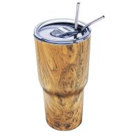 China Wood Grain Tumbler 30oz Stainless Steel Vacuum Insulated Mug for Hot and Cold Drinks for sale