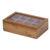 China Gift Craft Industrial Customized Logo Acceptable Wooden Tea Box with Glass Lid for sale