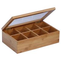 China Gift Craft Industrial Customized Logo Acceptable Wooden Tea Box with Glass Lid for sale