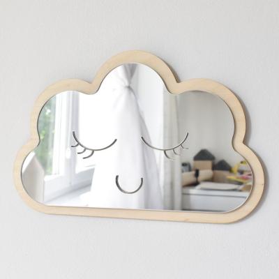 China Hotel Home Bathroom Decoration Children's Room Wooden Cloud Mirror Sample Charge-Free for sale