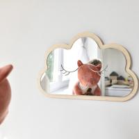 China Hotel Home Bathroom Decoration Children's Room Wooden Cloud Mirror Sample Charge-Free for sale