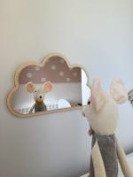 China Hotel Home Bathroom Decoration Children's Room Wooden Cloud Mirror Sample Charge-Free for sale