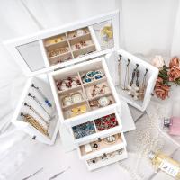 China Custom Logo Rustic Weathered White Jewelry Packaging 4 Layer Wooden Jewelry Boxes for sale