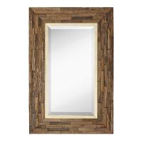 China Rustic Farmhouse Living Room Decor Wooden Wall Hanging Mirror in Plain Colo for sale